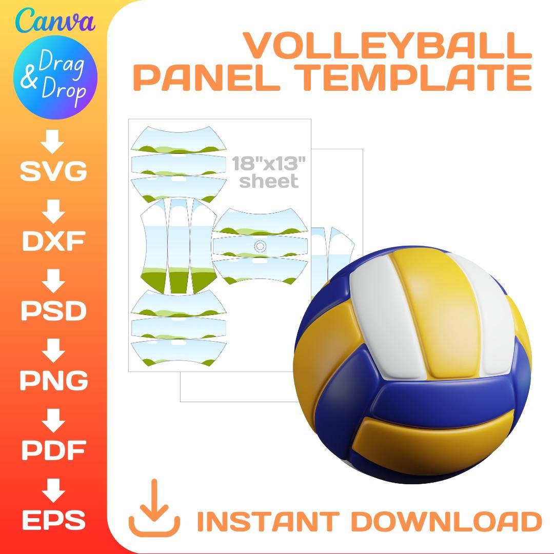 Volleyball Panel Template: Custom Ball Wrap, SVG, PNG, Cricut, Canva ...