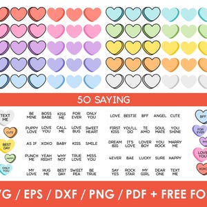 Candy Hearts Svg, Bundle, Custom, Candy Hearts Clipart, Editable ...
