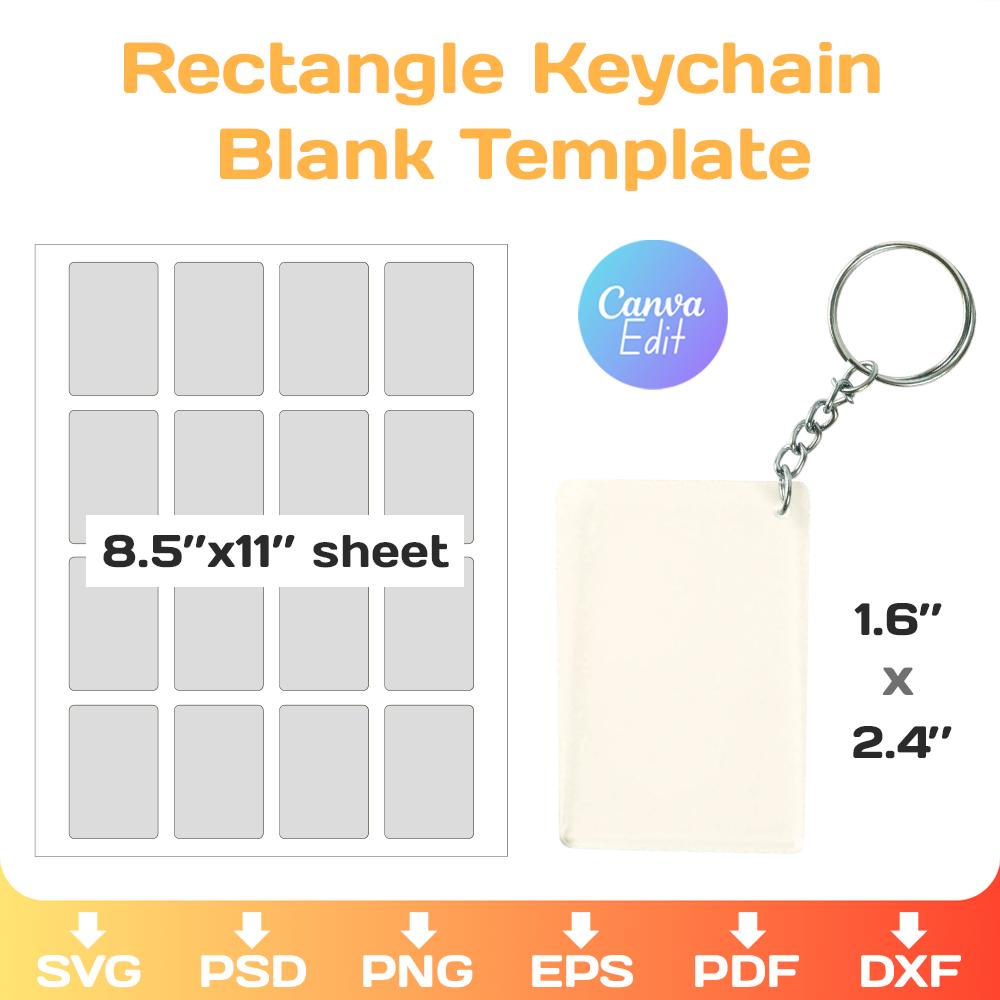 Rectangle Keychain Blank Template, DIY Keychain Sublimation Editable ...