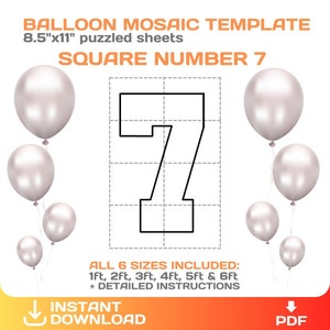 Square Number 7, Marquee | Mosaic From Balloons, DIY, Seven Number ...