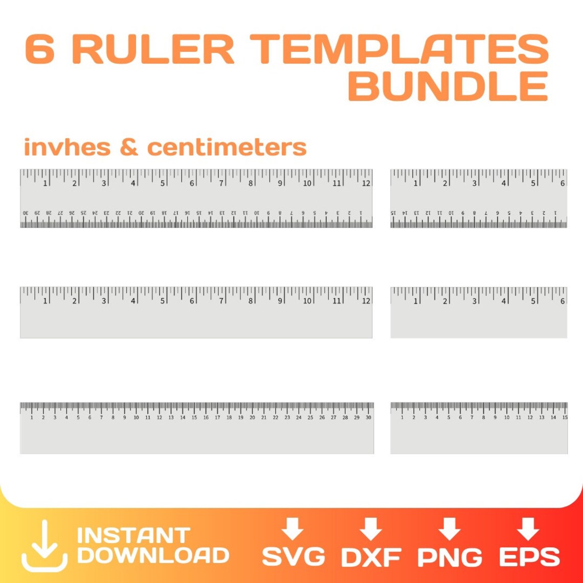 Ruler Svg, BUNDLE, Inches & Centimeters, Horizontal Ruler Markings ...