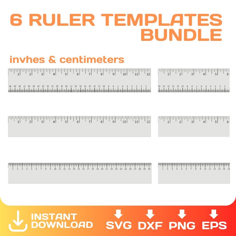 Horizontal Ruler Markings Svg Bundle, Cricut, Glowforge, Inches ...