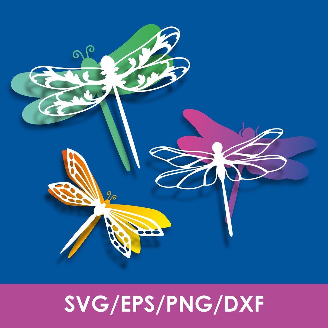 Layered Dragonfly Svg, BUNDLE, Dragonflies Papercut Template, 3D ...