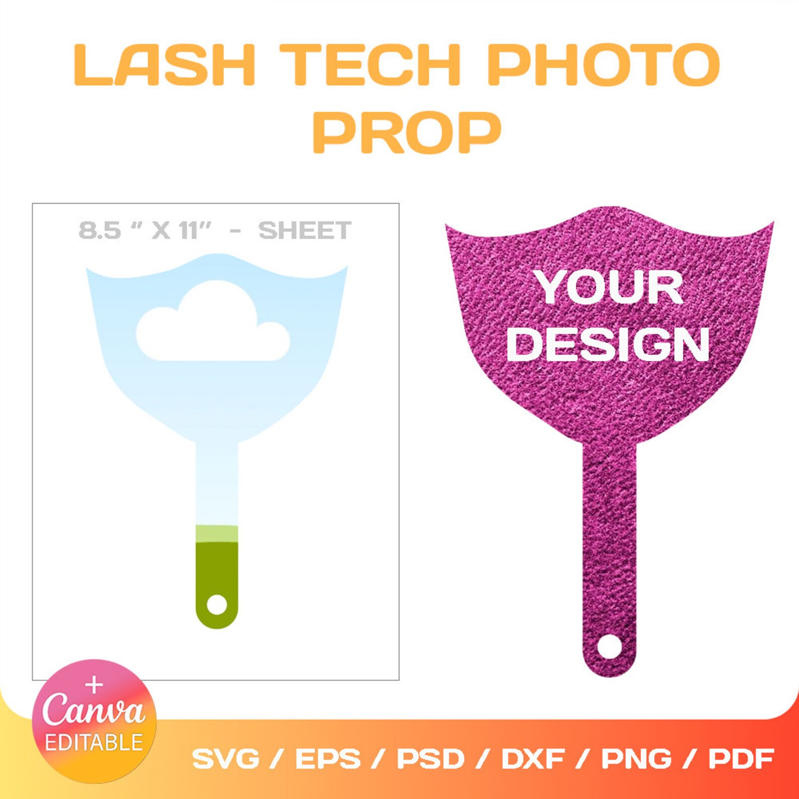 Lash Tech Photo Prop Template: Customizable Paddle Board (digital ...