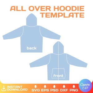 All Over Hoodie Blank Template, for Sublimation, All Over Sweatshirt ...