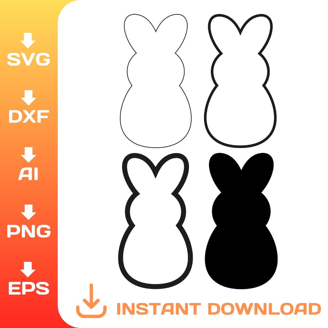 Easter Peeps SVG, Bunny, Marshmallow, Outline, Peep Shape, Cut File ...