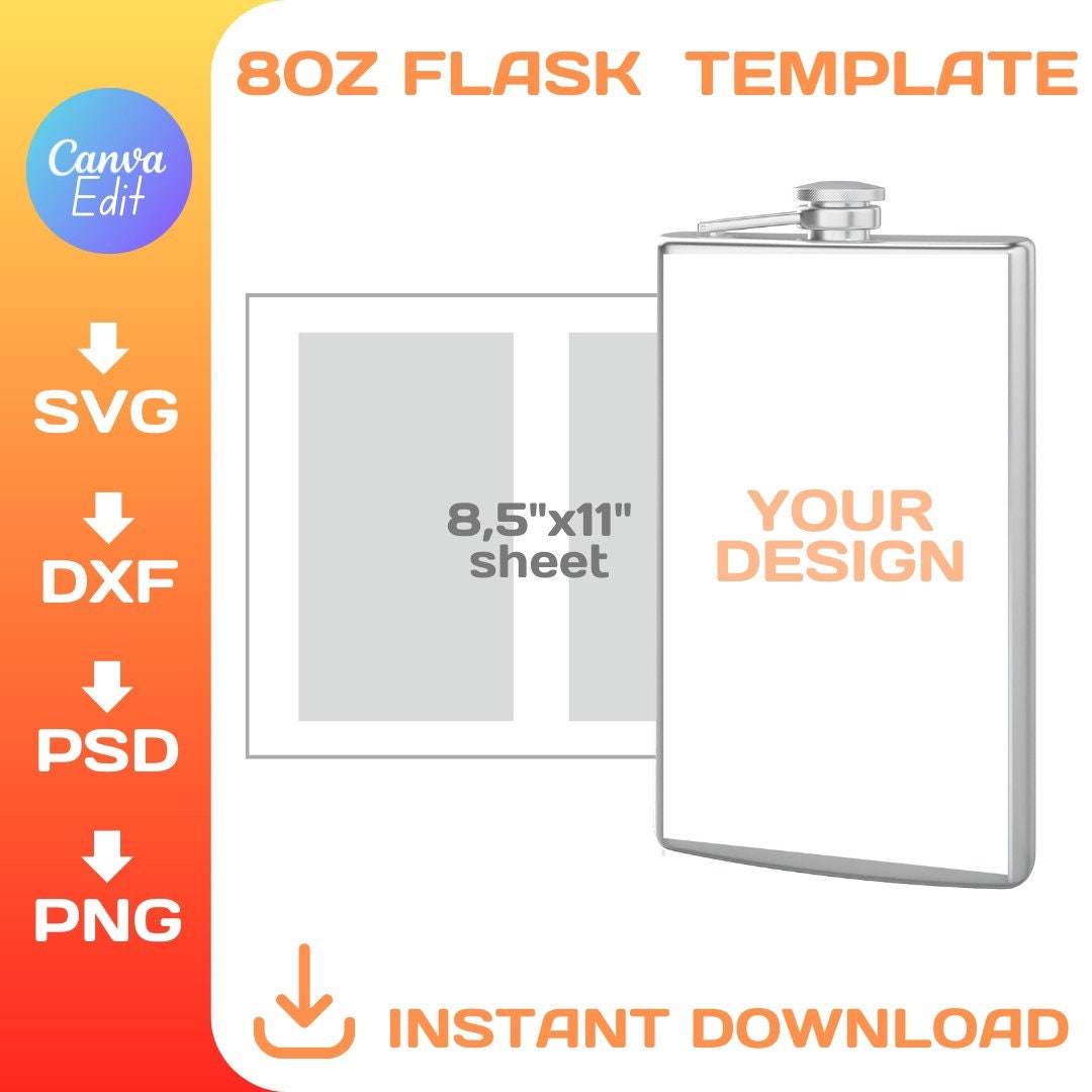 8 Oz Flask Label Blank Template for Sublimation, DIY, Svg, Png, Dxf ...