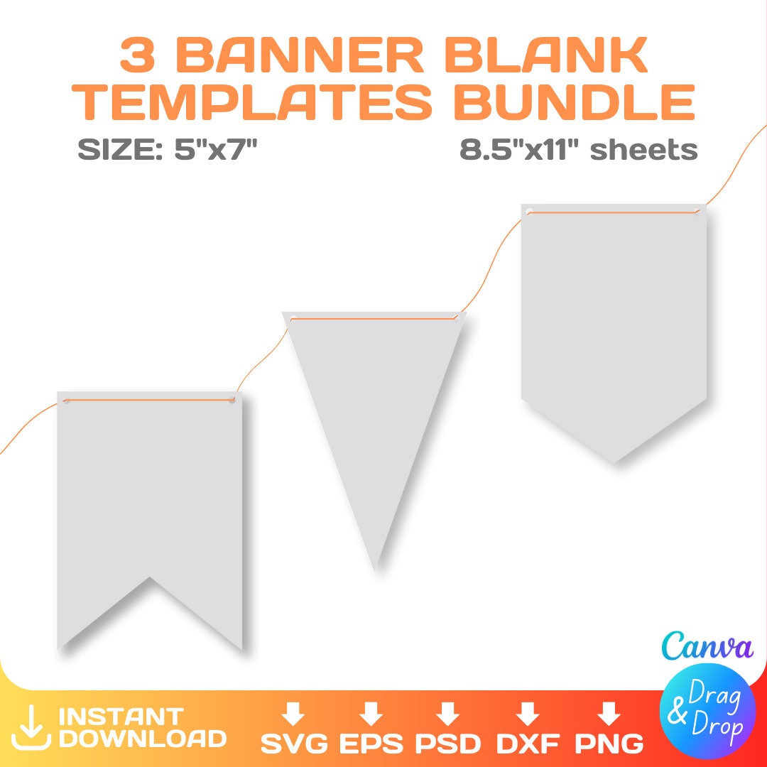 Banner Template Bundle: Spearhead, Pennant, Dove Tail (SVG, PNG, Canva ...