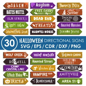 Spooky Halloween Direction Signs SVG Bundle (digital Download) - Etsy