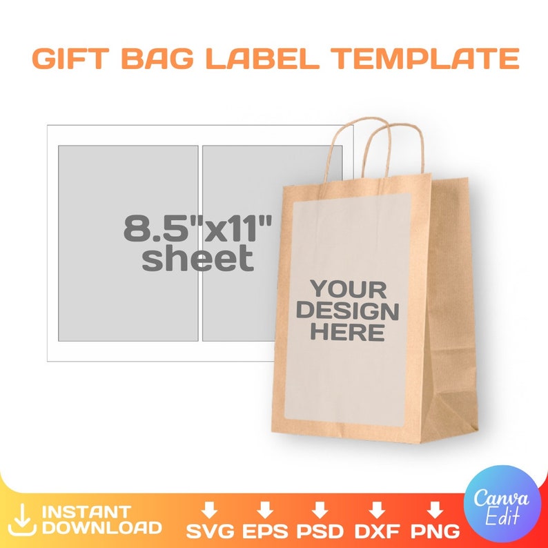 Editable Gift Bag Label Blank Template,diy, Treat Bag Label Template ...