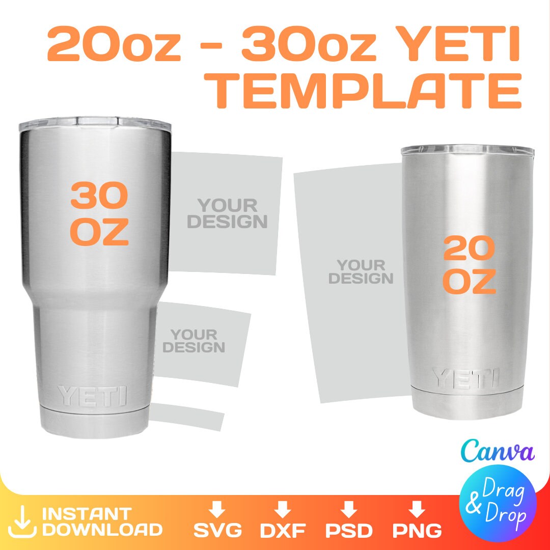 Yeti Tumbler Blank Template for Sublimation, BUNDLE, 20 Oz & 30 Oz ...