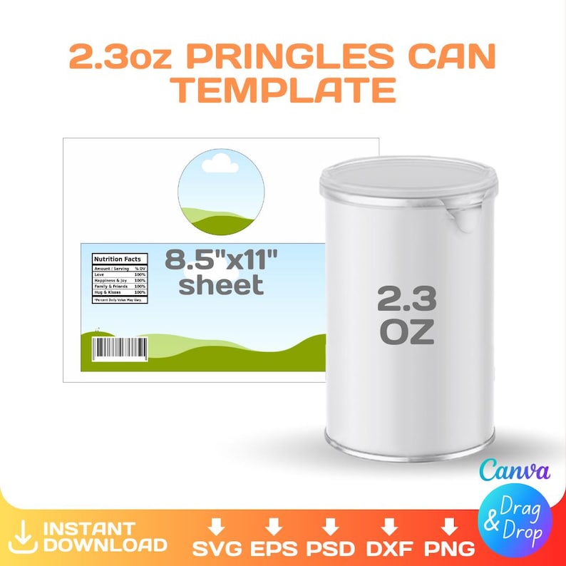 Pringles Can Wrap Blank Template, Chip Can Label Template, Custom, DIY ...