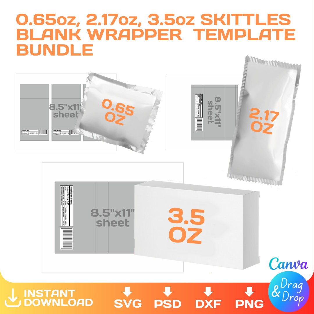 Skittles Wrap Template, BUNDLE, Rainbow Candy Blank Template, Custom ...