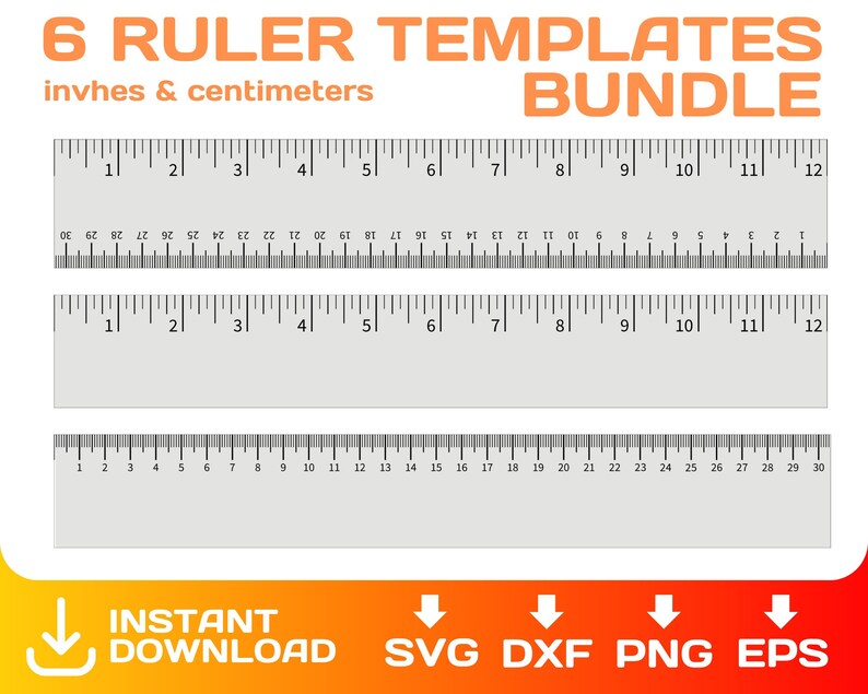 Ruler Svg, BUNDLE, Inches & Centimeters, Horizontal Ruler Markings ...
