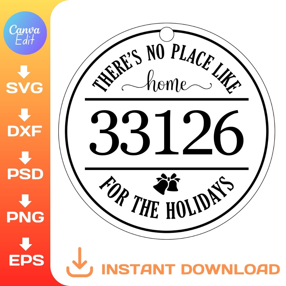 Editable, No Place Like Home for the Holidays, Custom Zip Code Ornament ...