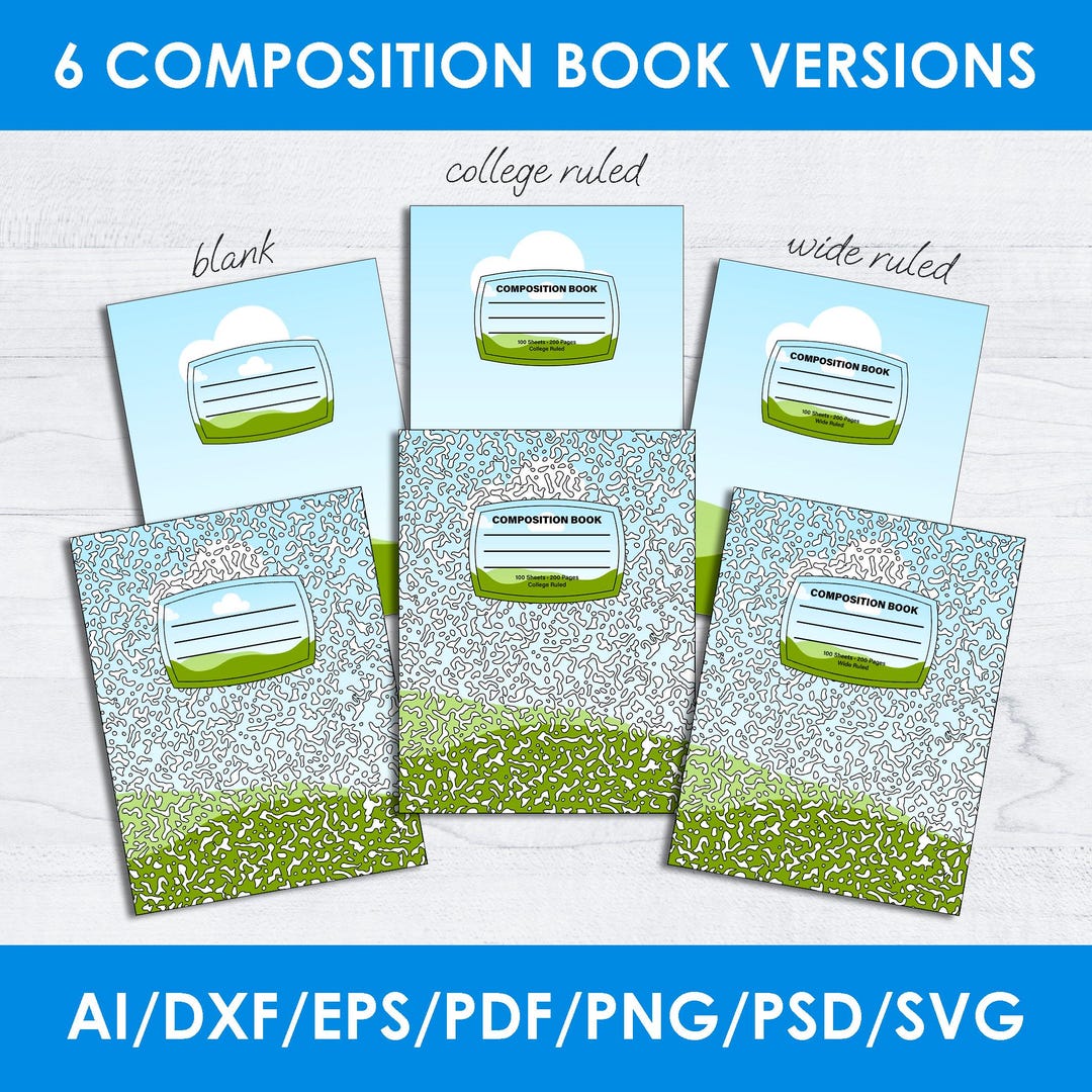 Editable Composition Book Cover Template: SVG, Cricut, Canva (digital ...