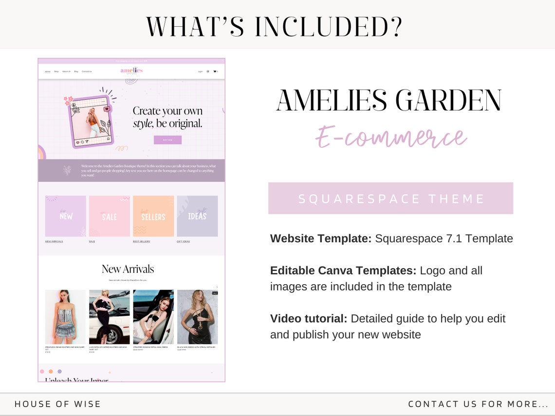Squarespace Website Template, Pastel Color, Ecommerce - Etsy