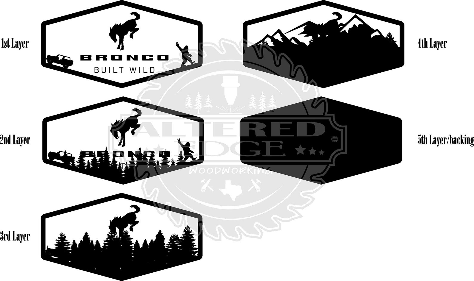 5 Layer Bronco, Wall Art, Laser Cut Files, SVG, PNG, Lightburn, Garage ...