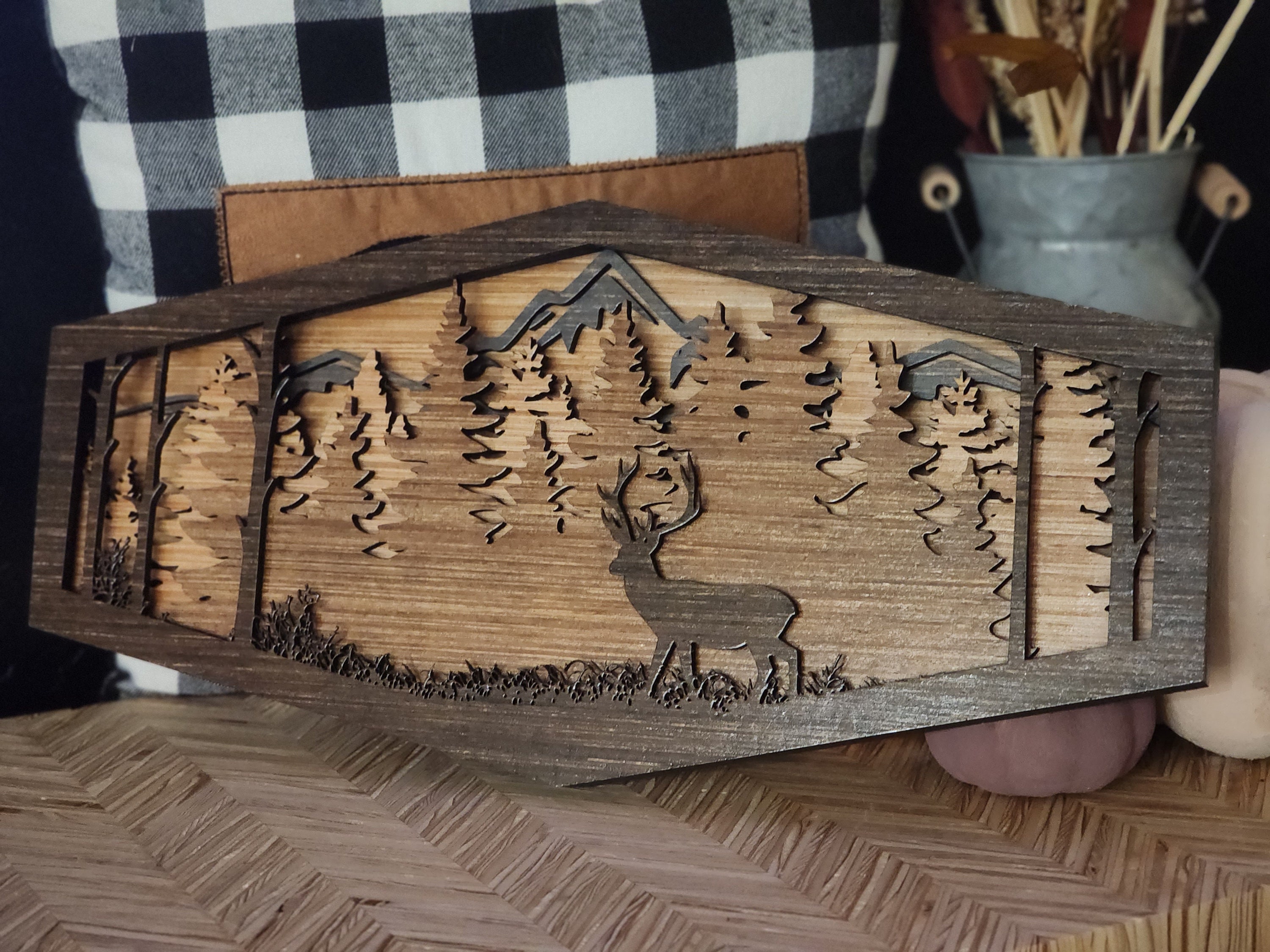 5 Layer Deer Landscape, Laser Cut File, SVG, PNG, Lightburn, Wall Art ...