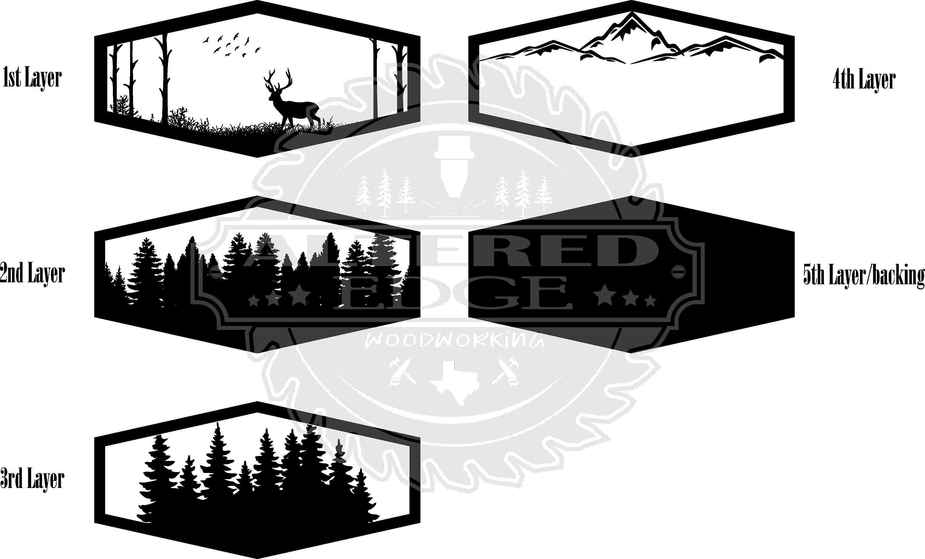 5 Layer Deer Landscape, Laser Cut File, SVG, PNG, Lightburn, Wall Art ...