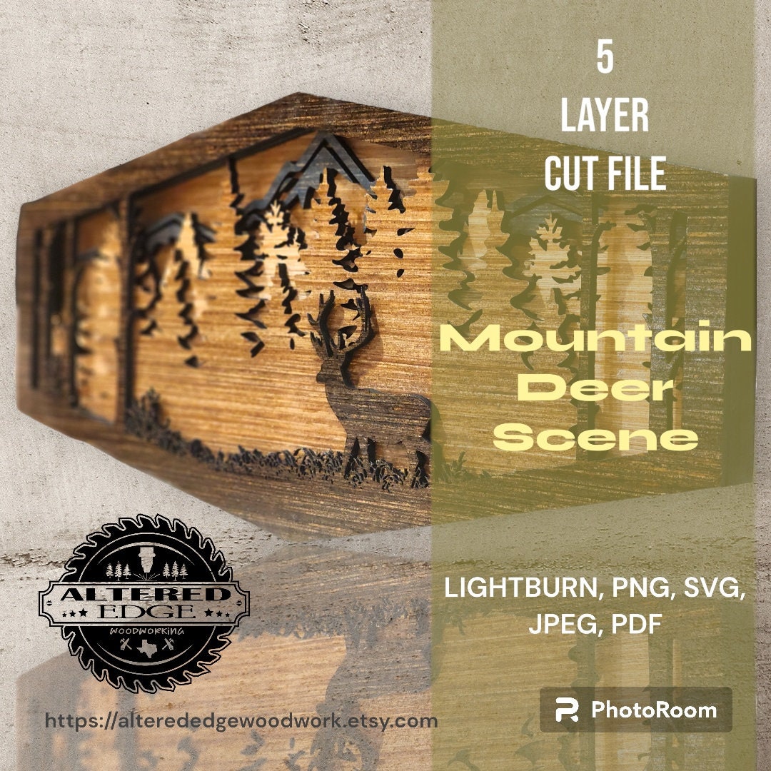 5 Layer Deer Landscape, Laser Cut File, SVG, PNG, Lightburn, Wall Art ...