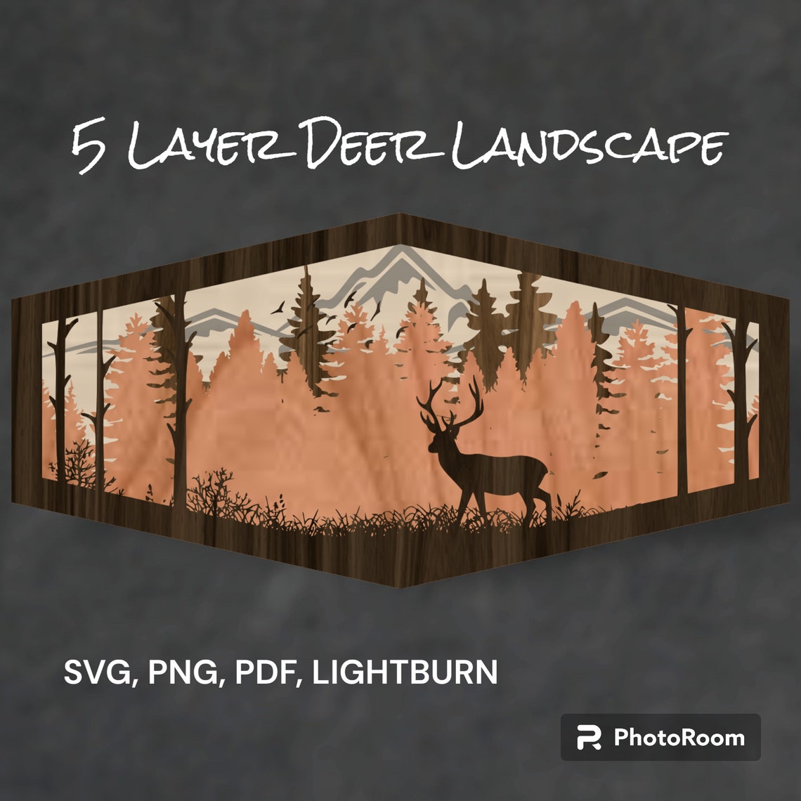 5 Layer Deer Landscape, Laser Cut File, SVG, PNG, Lightburn, Wall Art ...