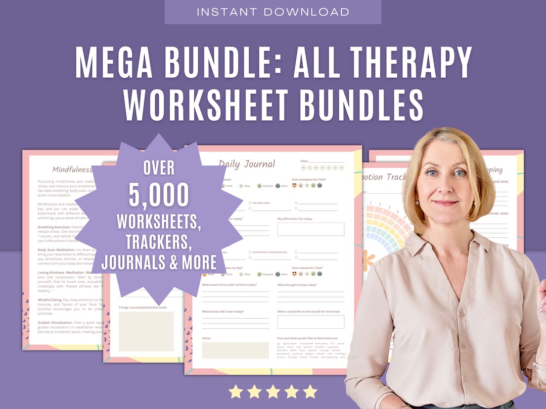 MEGA BUNDLE: ALL Therapy Worksheet Bundles Tracker, Planner, Journal ...