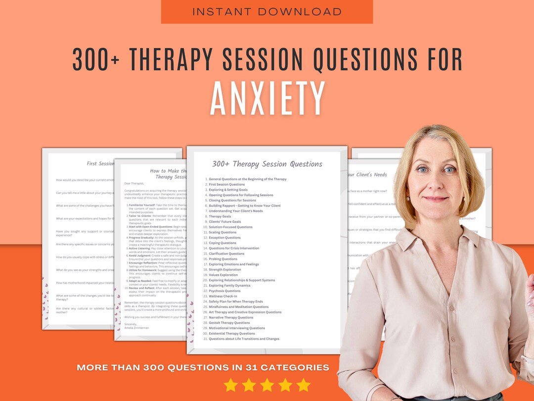 Therapy Questions for Anxiety Therapy Counseling Interventions, Cheat ...
