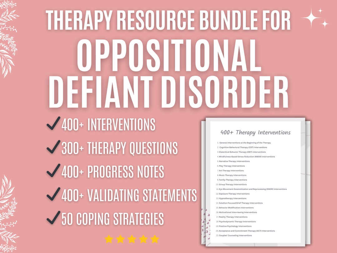 Oppositional Defiant Disorder ODD Therapy Resource Bundle Interventions ...