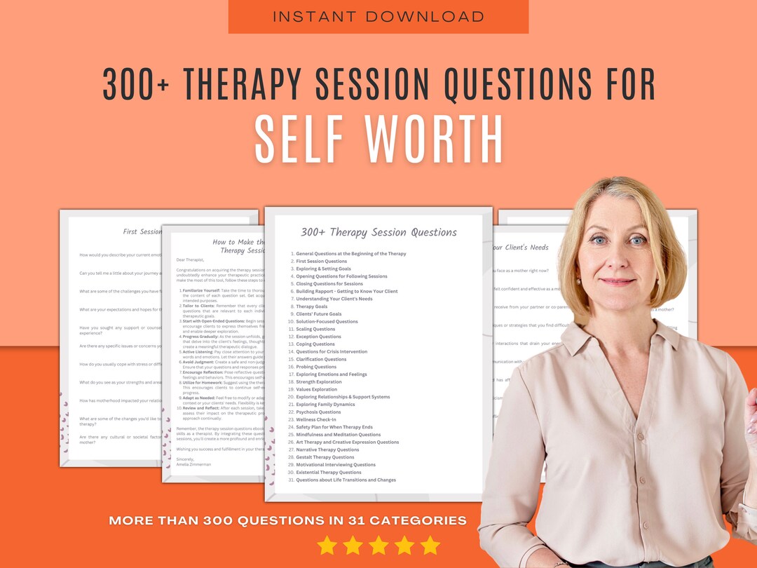 Therapy Questions for Self Worth Therapy Counseling - Etsy