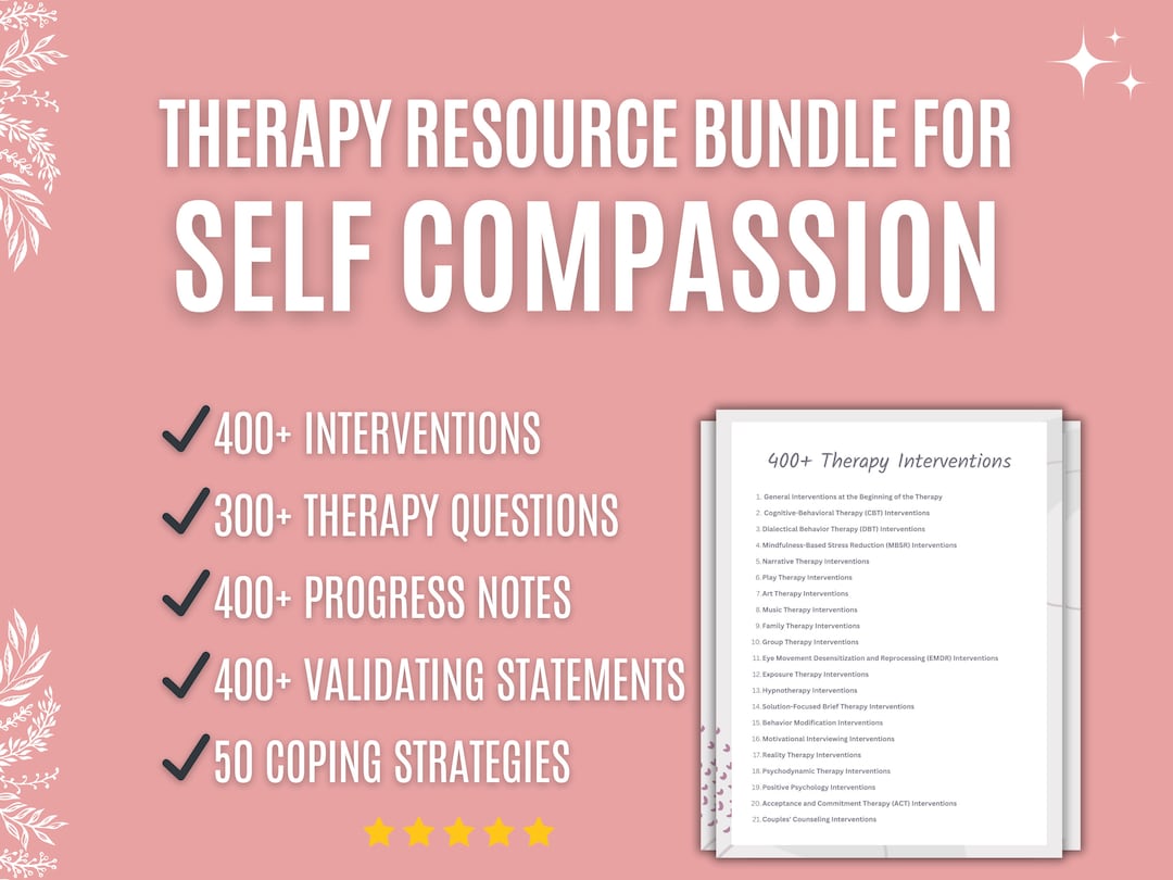 Self Compassion Therapy Resource Bundle Interventions - Etsy