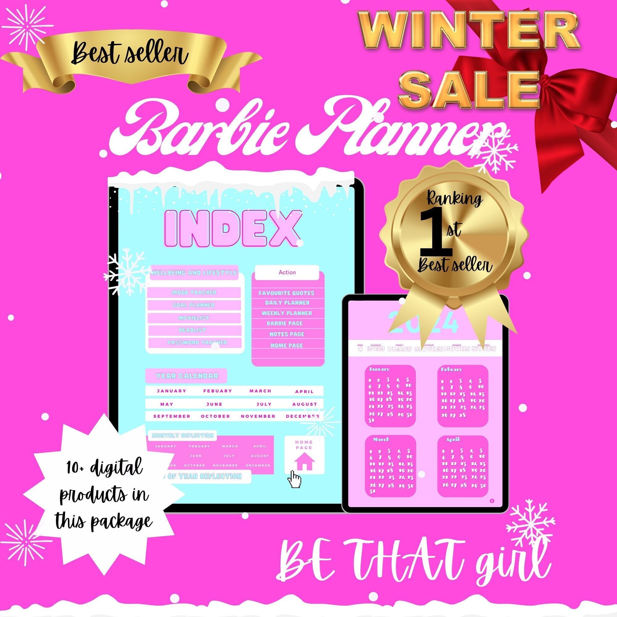 Barbie Aesthetic Planner, Instant Download. 2024 Calendar, Mood ...