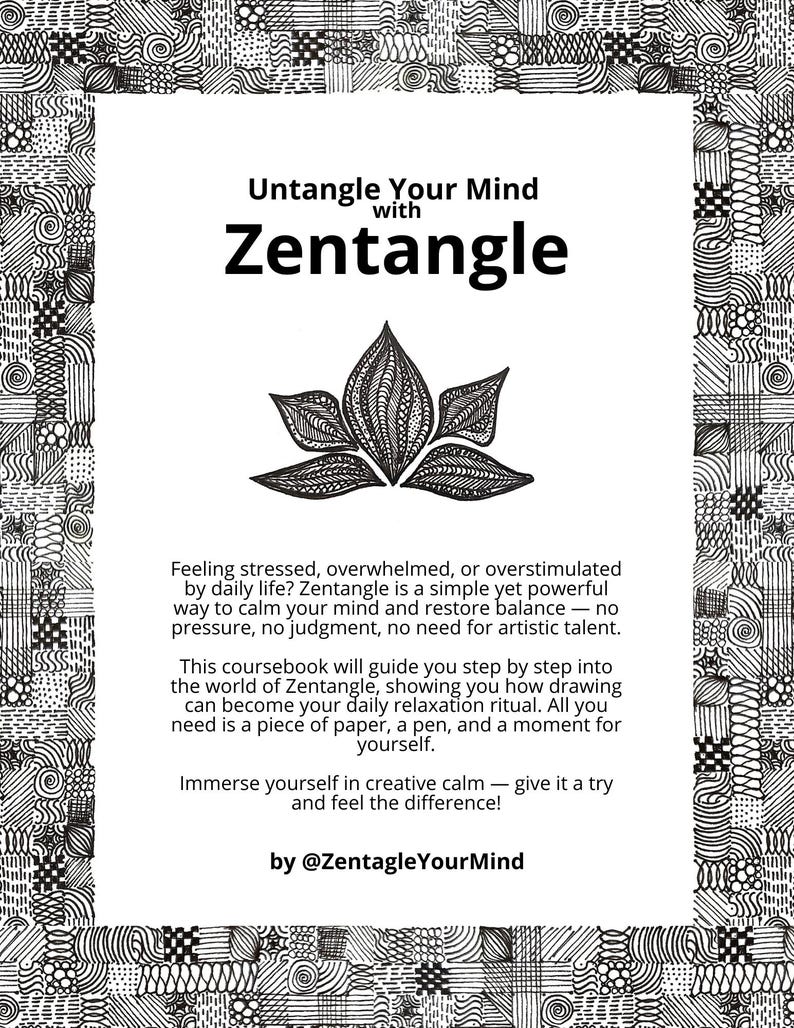 Zentangle Workbook for Beginners, A Digital Guide to Mindful Doodling ...
