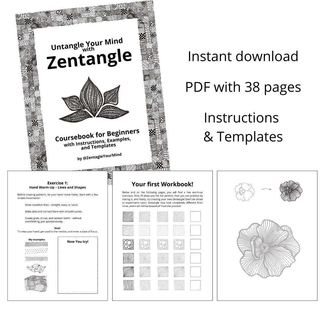Zentangle Workbook for Beginners, A Digital Guide to Mindful Doodling ...