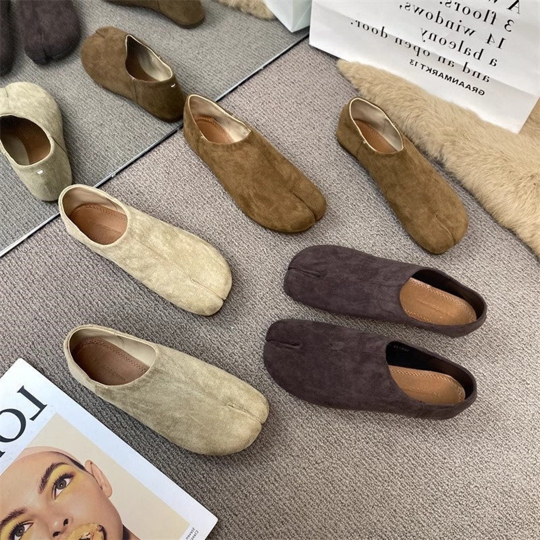 Plush Split-toe Slip on Flats Women Tabi Ballet Shoes Sandal - Etsy