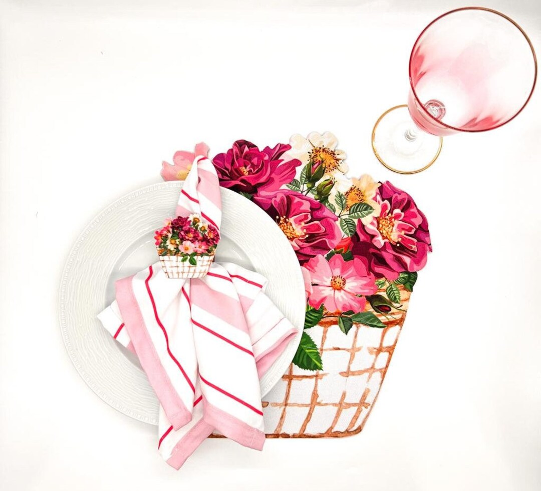 Flower Pot Placemat Set of 4, Floral Table Mat Set, Tableware for ...