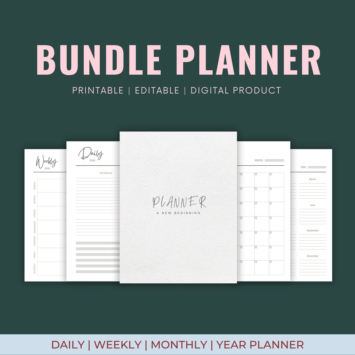 Ultimate Bundle Planner, Daily Planner, Weekly Planner, Mothly Planner, Year Planner, Printable ...
