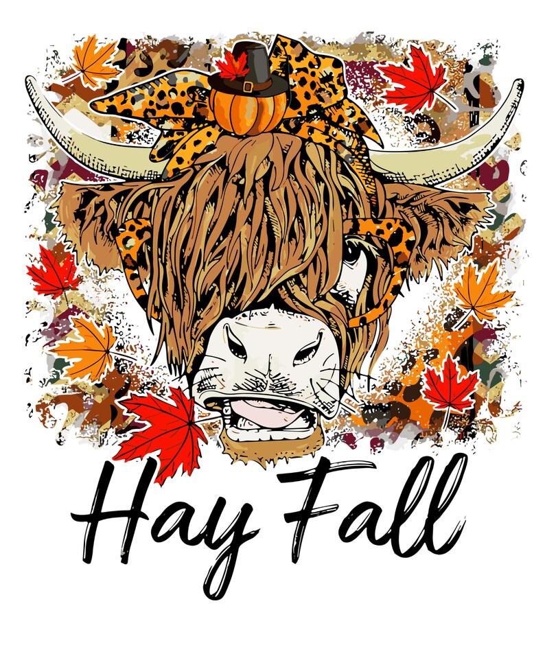 Hay Fall Cow Png Sublimation Design, Fall Png, Hello Fall, Cow Png ...