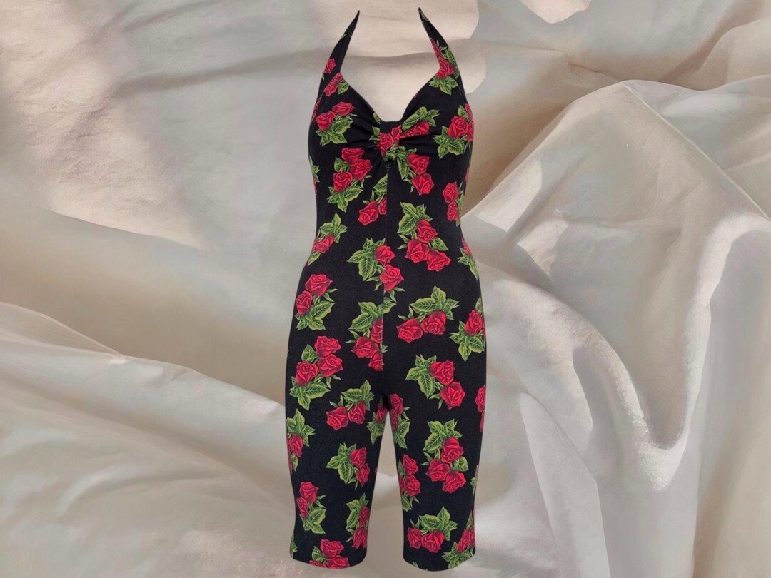 Betsey Johnson 80s Archive Romper Playsuit Black Red Green Retro Y2K ...