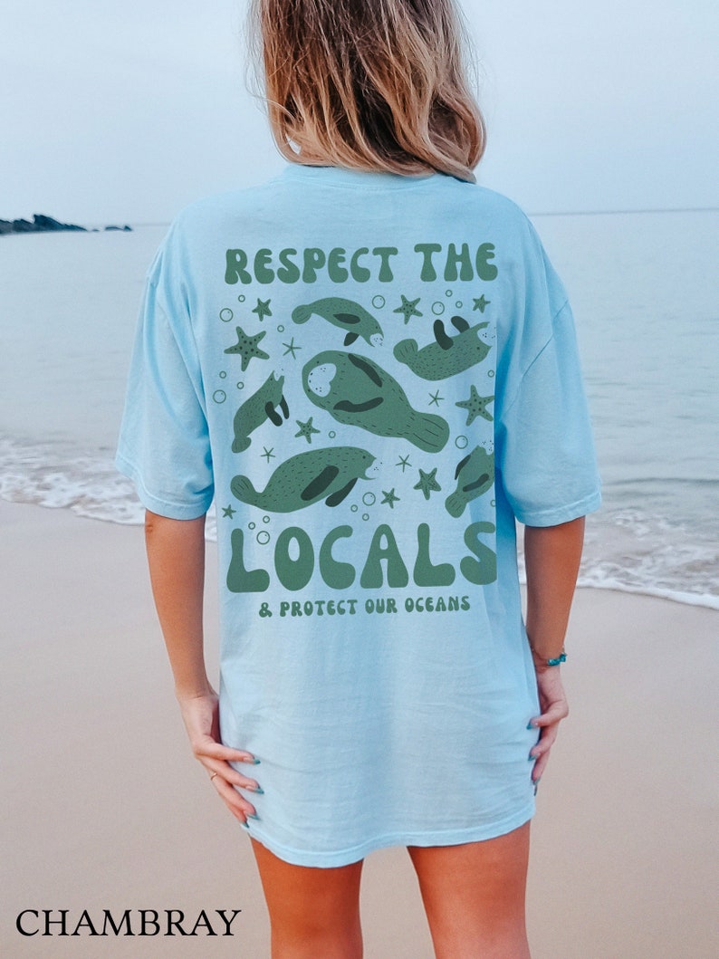Manatee Shirt Comfort Colors Respect the Locals Ocean Animal Shirt ...