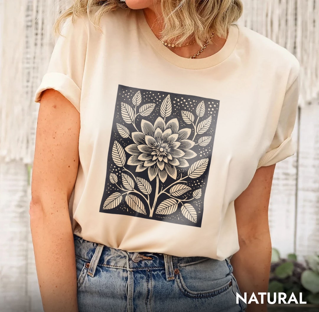 Wildflower Cottagecore Floral Shirt With Black Botanical Print on ...