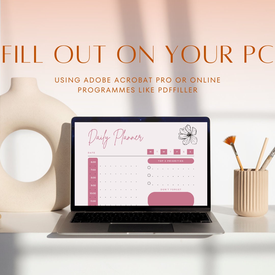 Daily Planner Printable Version in Pink A4 A5 & US Letter - Etsy