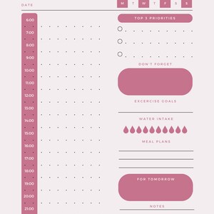 Daily Planner Printable Version in Pink A4 A5 & US Letter - Etsy