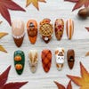 Handmade Autumn Maple Leaf Press on Nails, Brown & Gold Trendy Nails ...