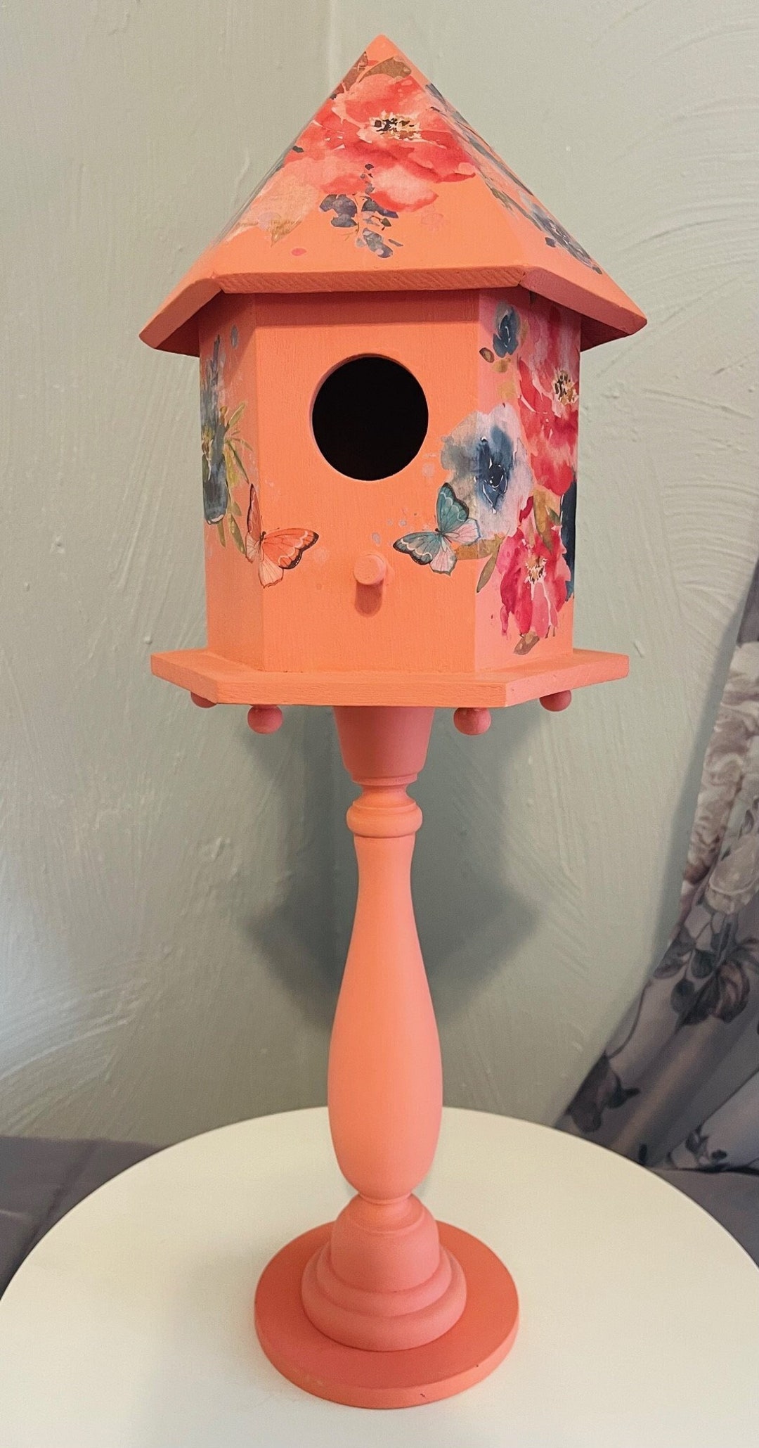 Tangerine Country Chic Birdhouse - Etsy