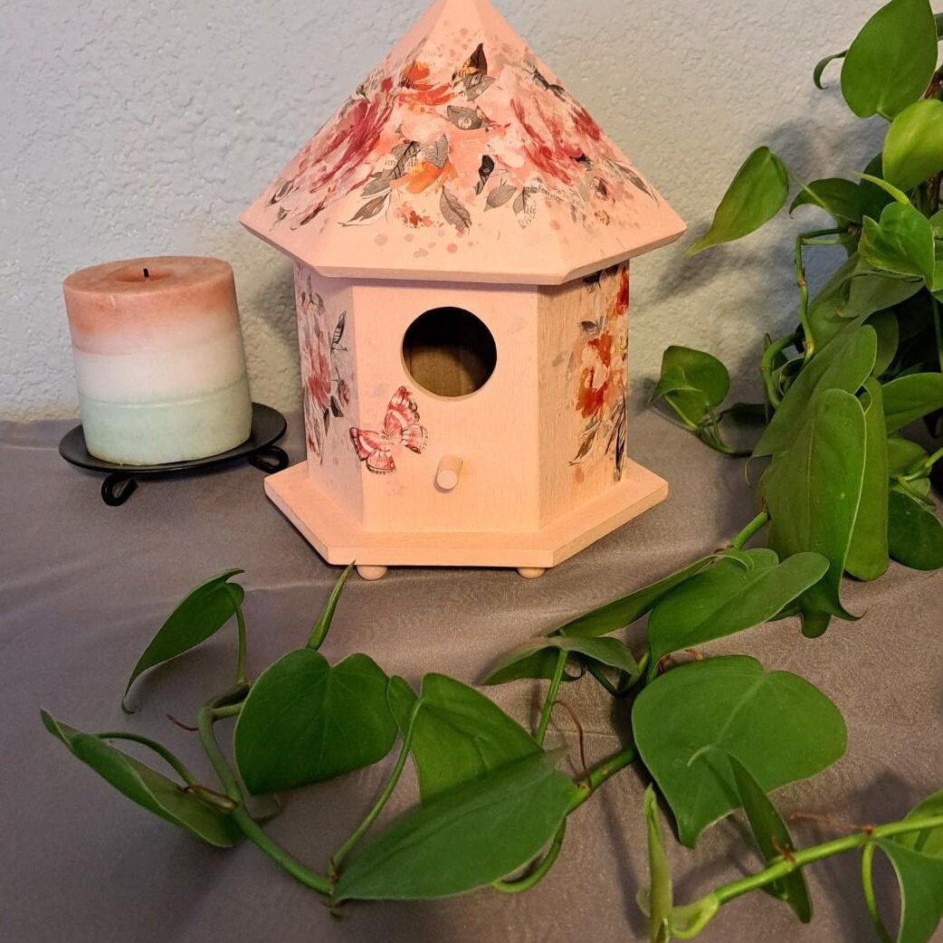 Blush Pink Country Chic Birdhouse - Etsy