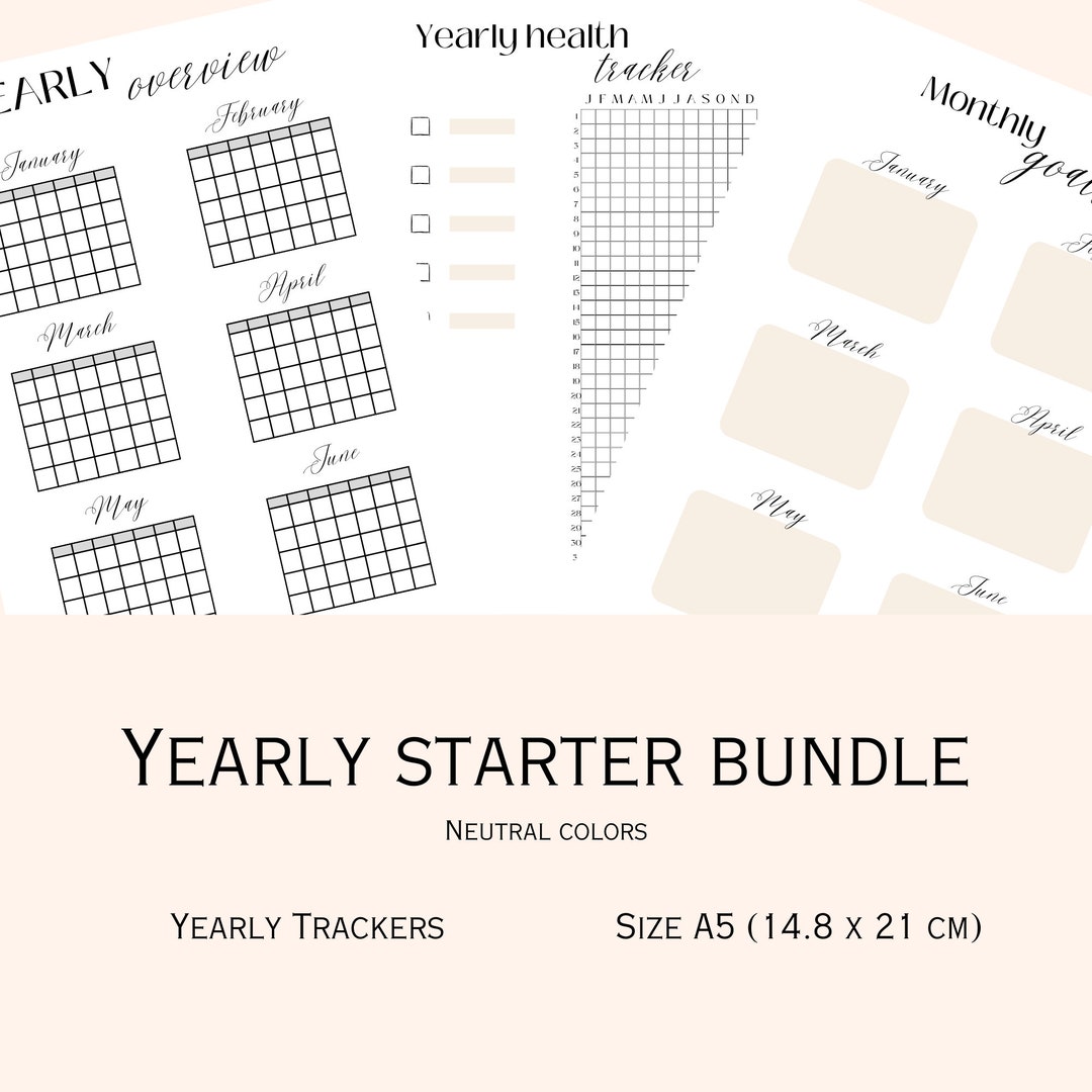 Bullet Journal Yearly Starter Digital Printable Yearly - Etsy