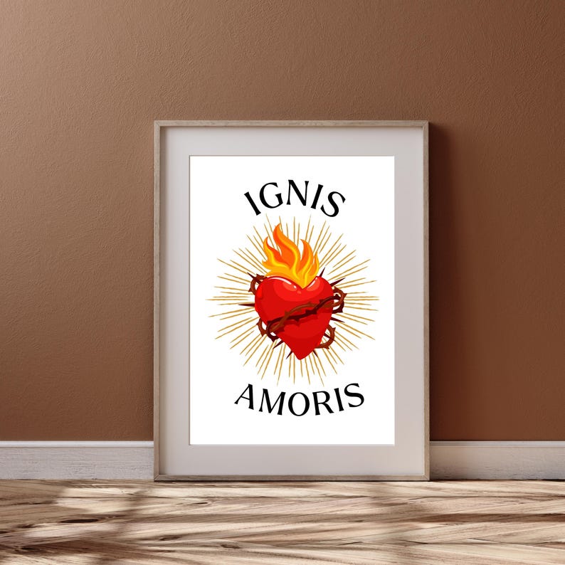 Sacred Heart of Jesus Minimalist Print - (ignis Amoris) DIGITAL ...