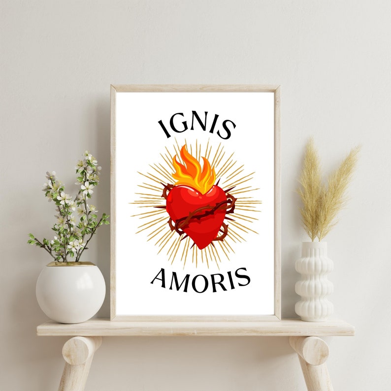Sacred Heart of Jesus Minimalist Print - (ignis Amoris) DIGITAL ...