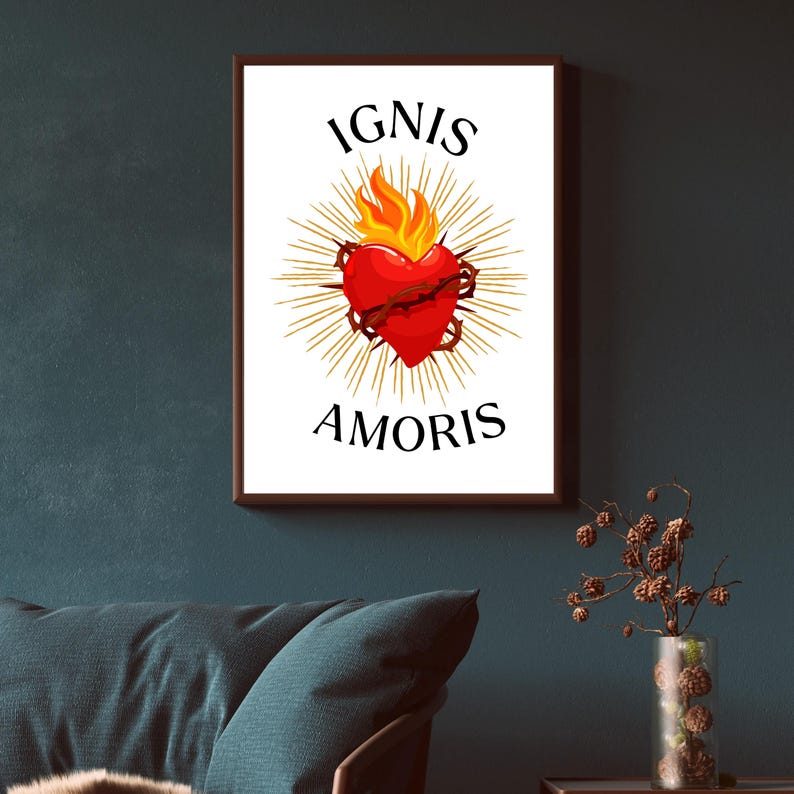 Sacred Heart of Jesus Minimalist Print - (ignis Amoris) DIGITAL ...